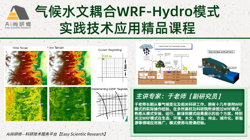 十佳精品视频课程推荐：气候水文耦合WRF Hydro模式实践技术应用精品课程-Ai尚研修科研服务平台