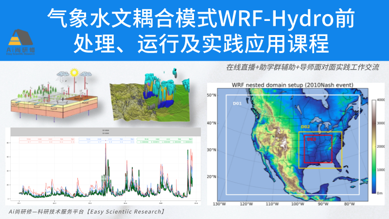 气象水文耦合模式WRF-Hydro前处理、运行及实践应用精品课程-Ai尚研修科研服务平台